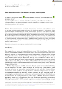 Party‐interest group ties: the resource exchange model revisited - CentAUR