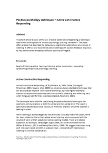 Positive psychology techniques: active constructive responding - CentAUR